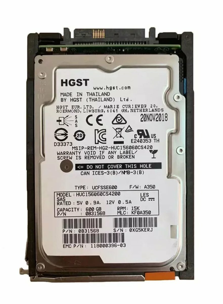 Жесткий диск EMC 600Gb 10000 SAS 2.5" HDD 118000394-03