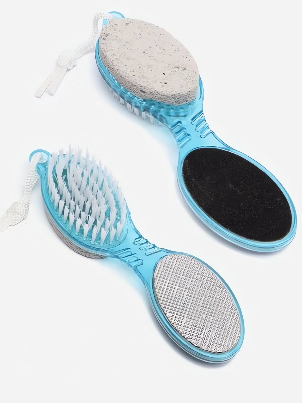 Пемза, Щетка для педикюра, Тёрка для ног набор 4 в 1, Щетка для сухого массажа, мочалка