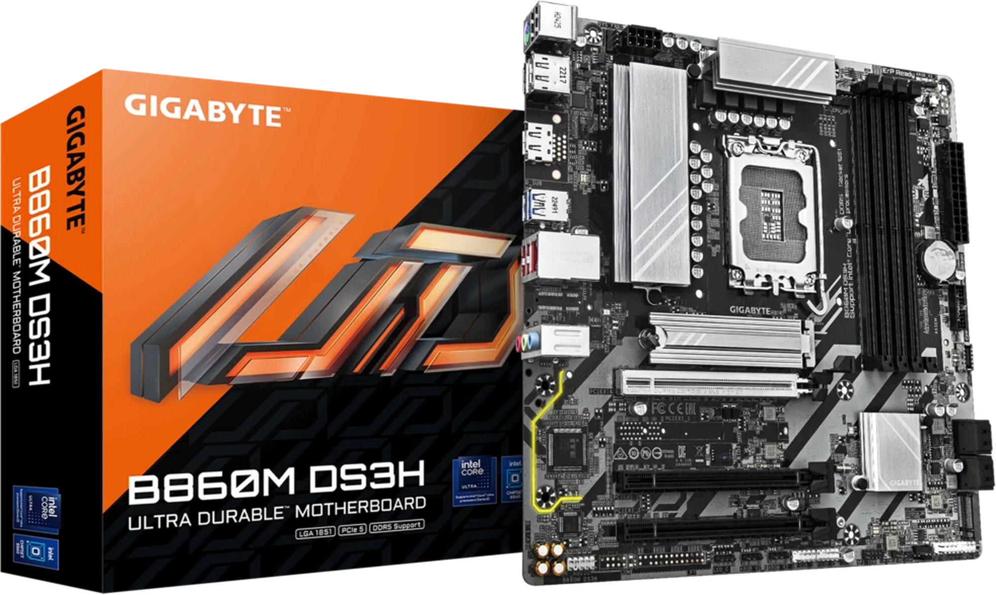 Материнская плата GIGABYTE B860M DS3H (LGA1851/B860/2xDDR5/3xPCI-Ex16/2xM.2/SB7.1/GLAN/DispalyPort/HDMI/mATX)