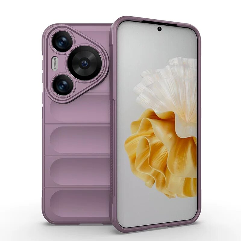 Huawei Pura 70 Pro+ Чехол для телефона, фиолетовый, мягкий силикон с кожным покрытием и невидимой защитой от падений