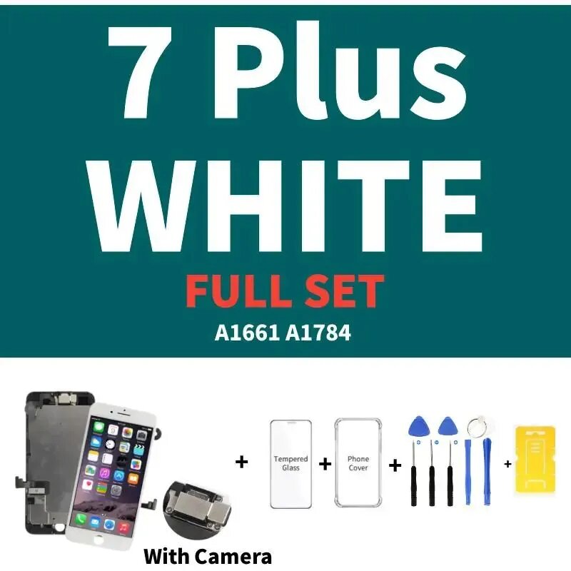 Дисплей для Apple iPhone 7plus боре с тачскрином Черный Полный набор ( camera+speaker+home button) белый