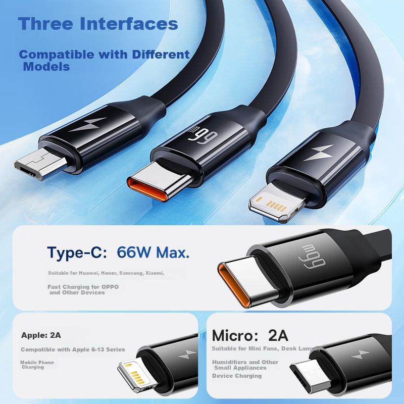Baseus 6A быстрая зарядка свернутый Type-C кабель для iPhone 14/13, Xiaomi, Huawei Mate70 - Черный