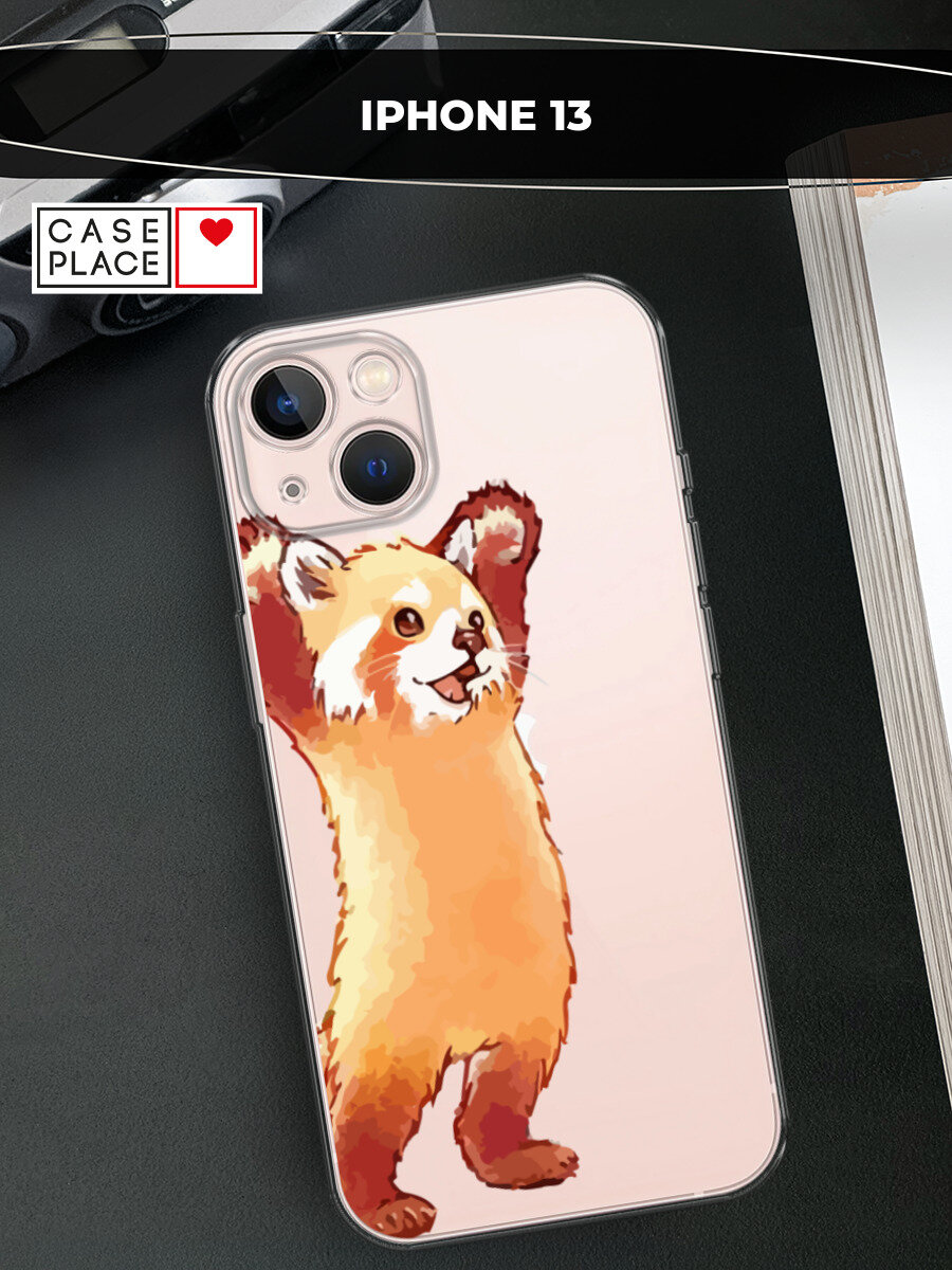 Чехол на Apple iPhone 13 / Айфон 13 с принтом Красная панда в полный рост, прозрачный