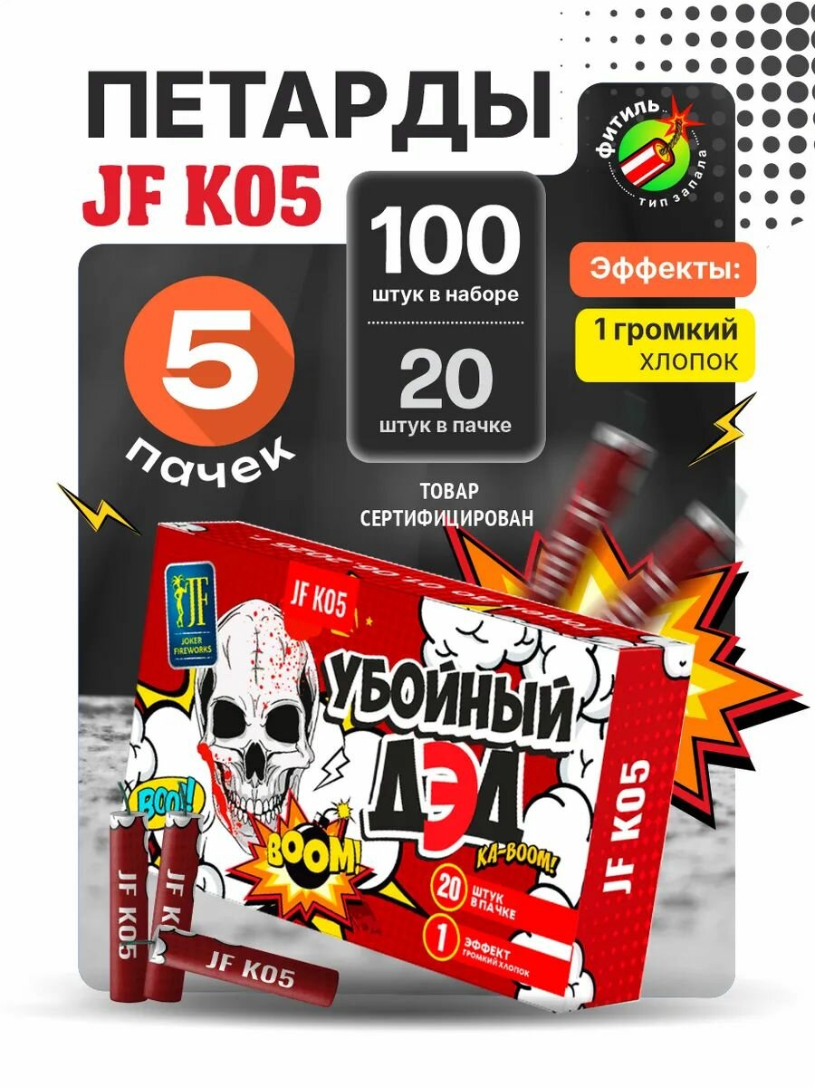 Петарды фитильные Убойный ДЭД 100 штук / корсар 5