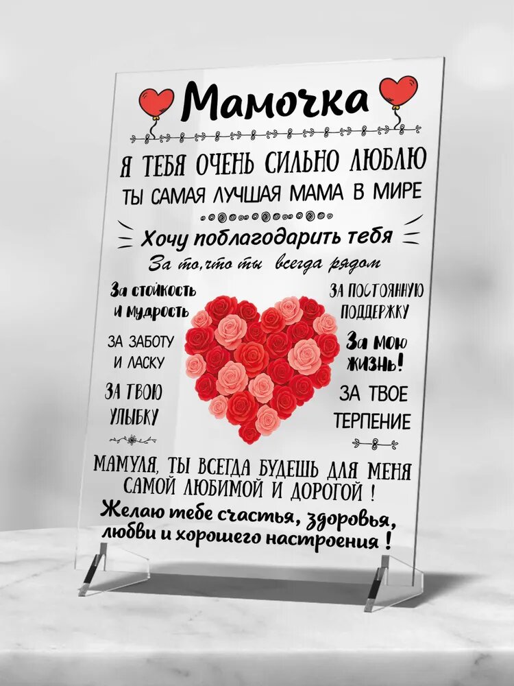 Подарок маме на день рождения, открытка постер маме "Мама", 20х14 см