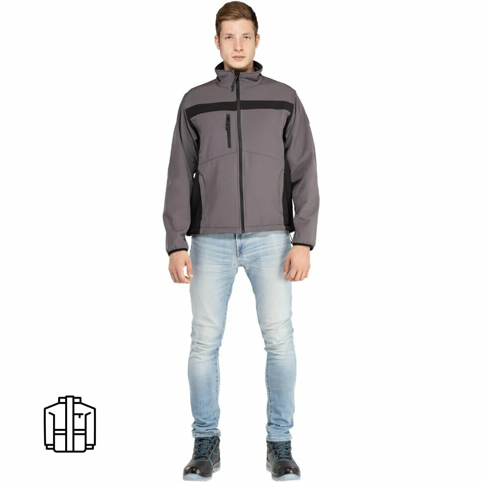 Куртка муж демисезонная софтшел LULEA cер/черн р.3XL(арт. LULE2GR3X), 2076233