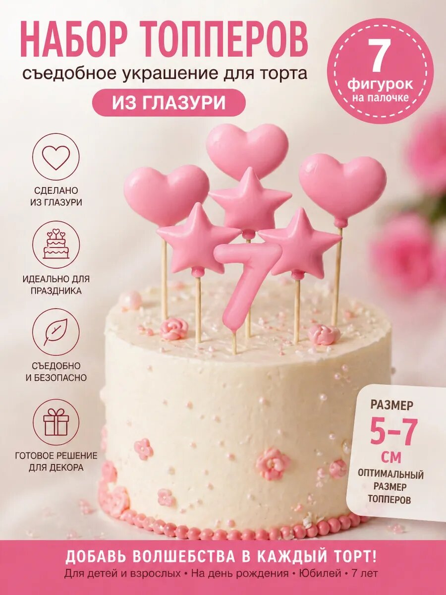 Украшения для торта съедобное шоколадное цифра 7