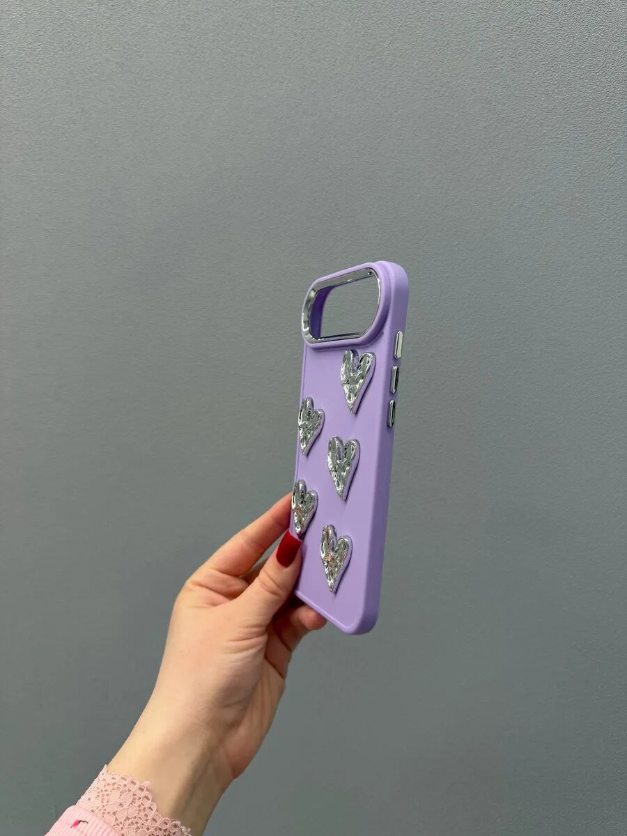 Чехол на Iphone 17 Air , цвет нежно-фиолетовый , женский , с фигурками . — фото 1