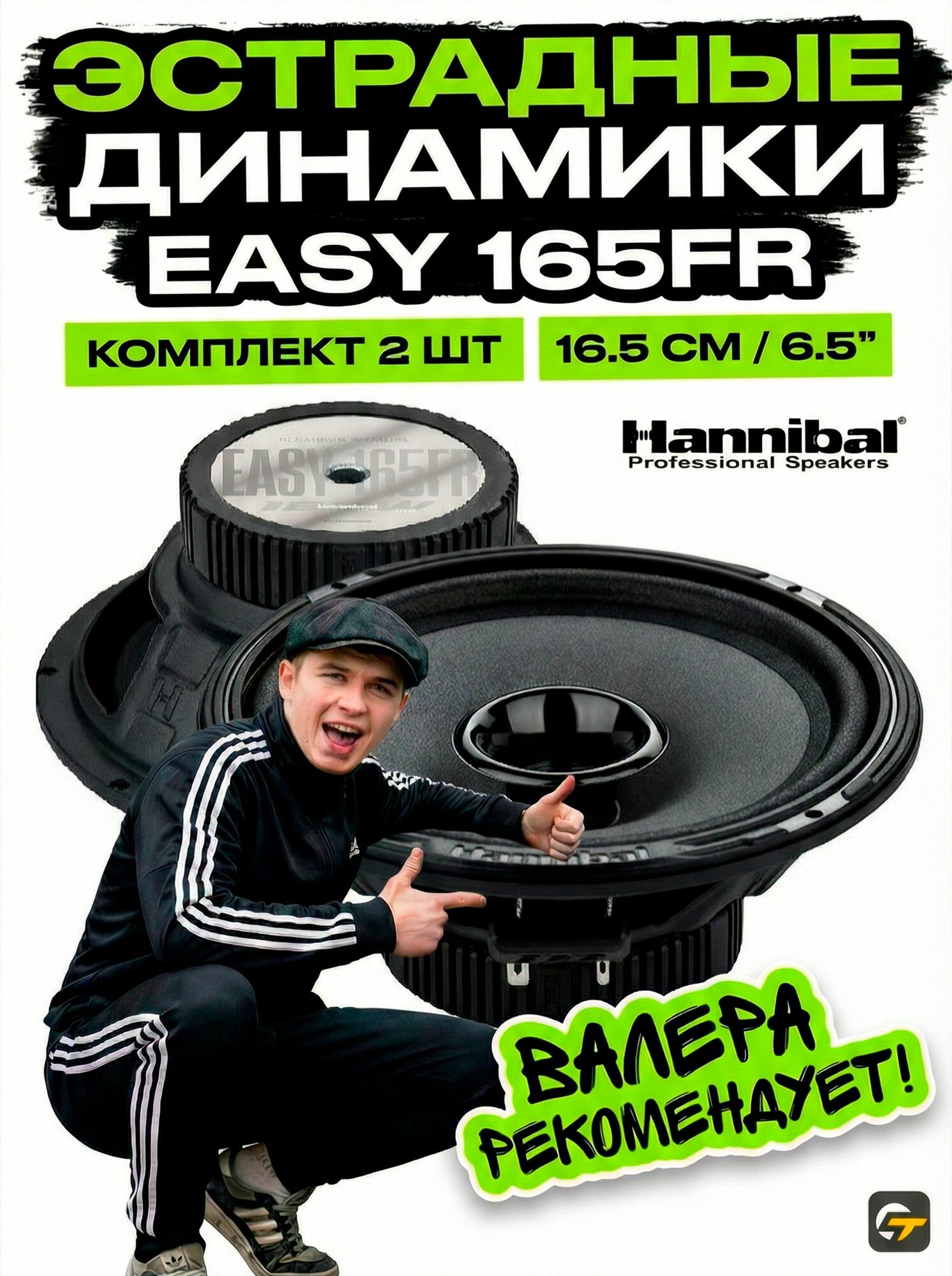 Колонки в машину 16.5 см Hannibal Easy 165FR / Автомобильные динамики Alphard (широкополосная автоакустика в двери, 16 см), 2 шт.