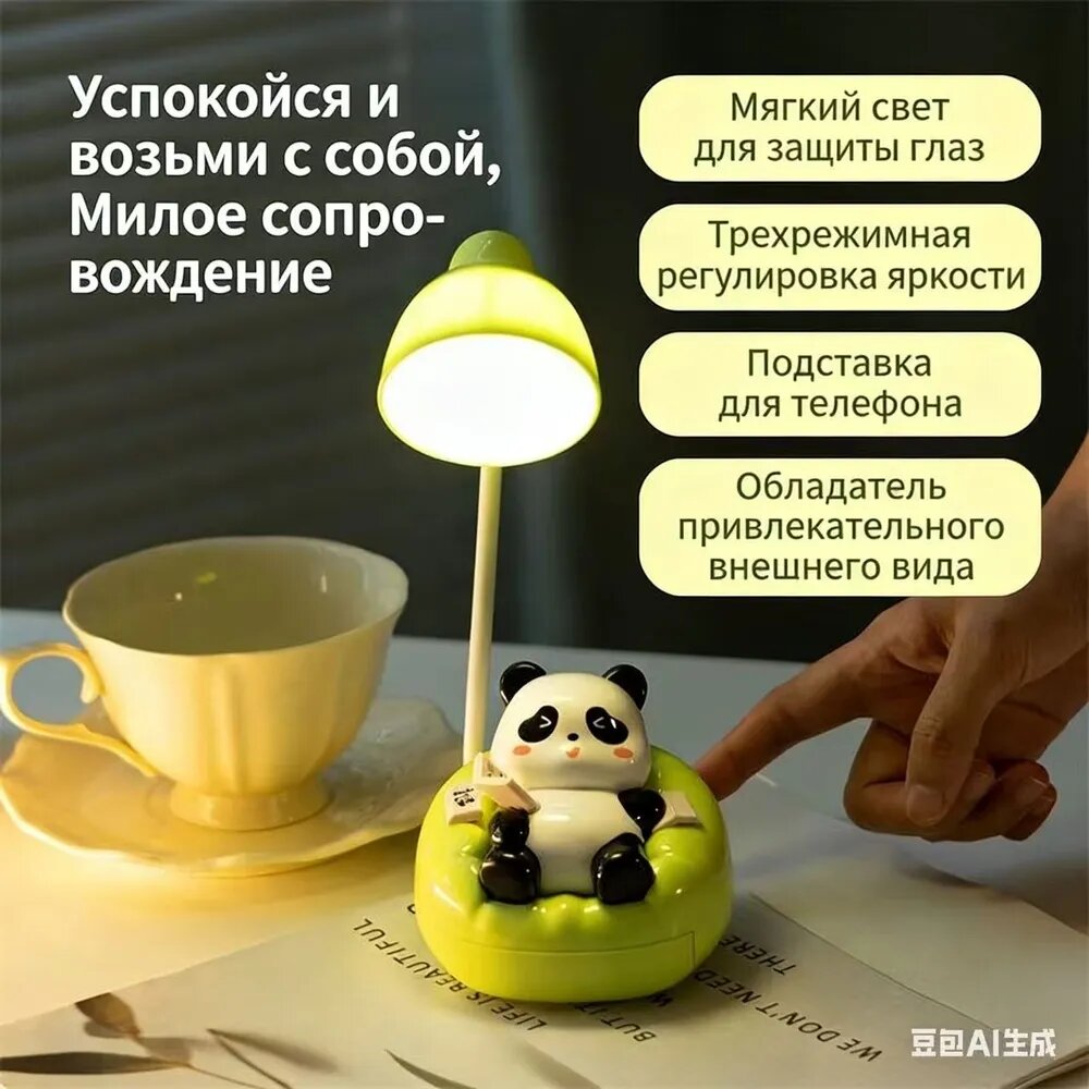 'Панда' с ящиком для мелочей - складной ночник с подставкой для телефона (креативный подарок)