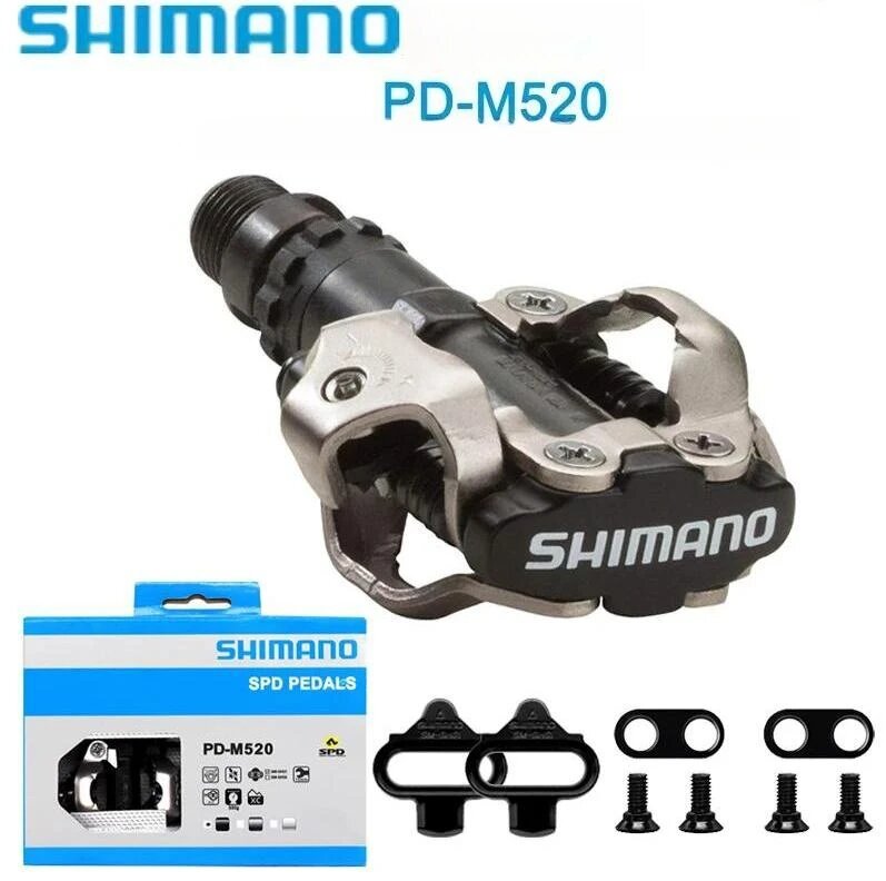 Педали SHIMANO PD-M520 SPD серебристые для горных велосипедов