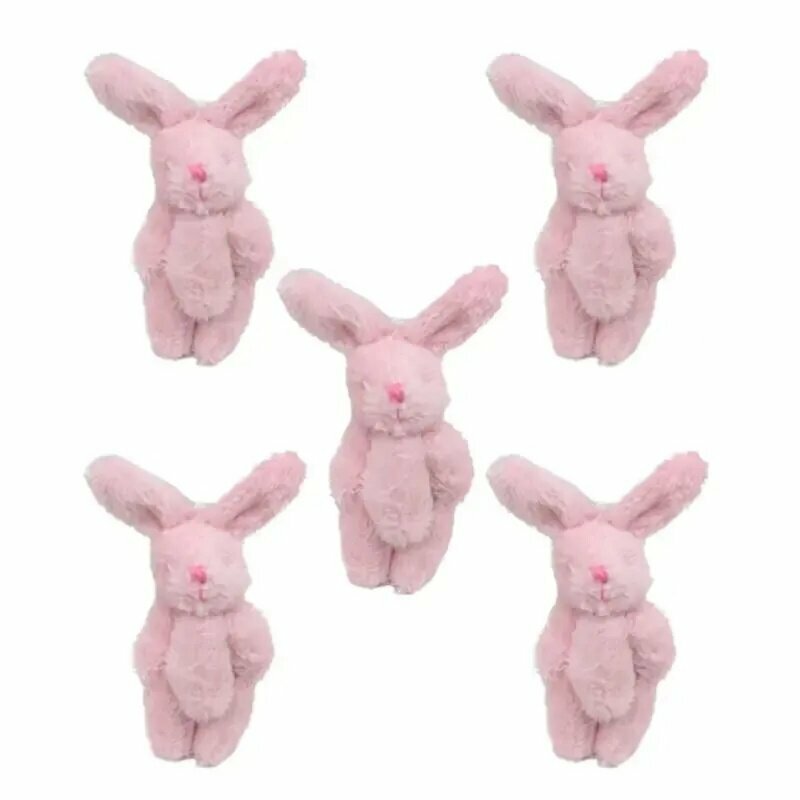 6cm Зайка плюшевый, кукольная миниатюра, игрушка для кукол, розовый цвет, 5 шт.