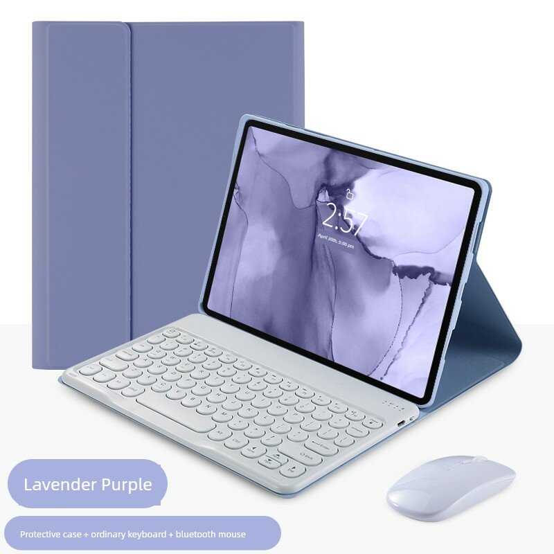 Чехол для Redmi Pad SE 11 дюймов с сенсорной клавиатурой, мышью, защитным стеклом и стилусом в лавандово-пурпурном цвете