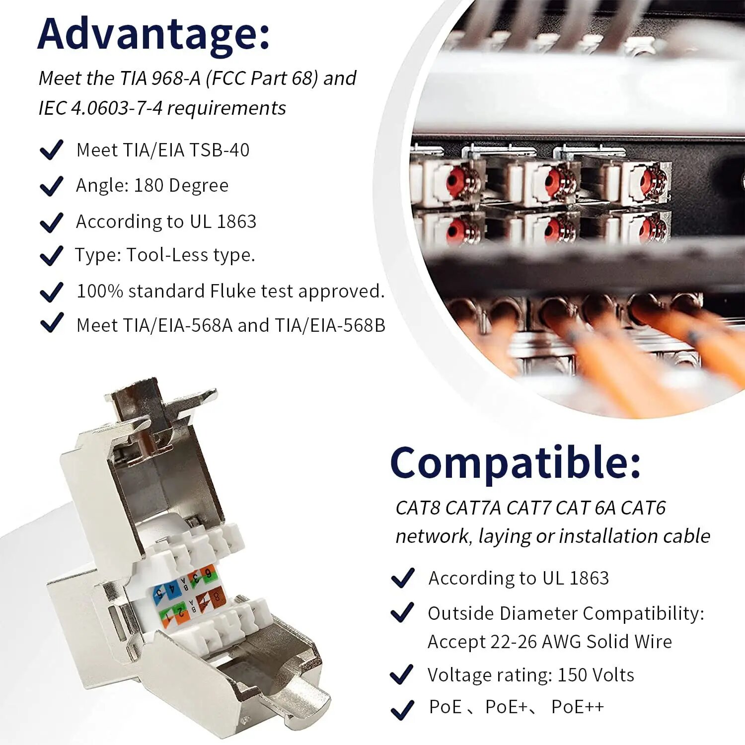 Keystone Jack Cat6A RJ45 STP — фото 1