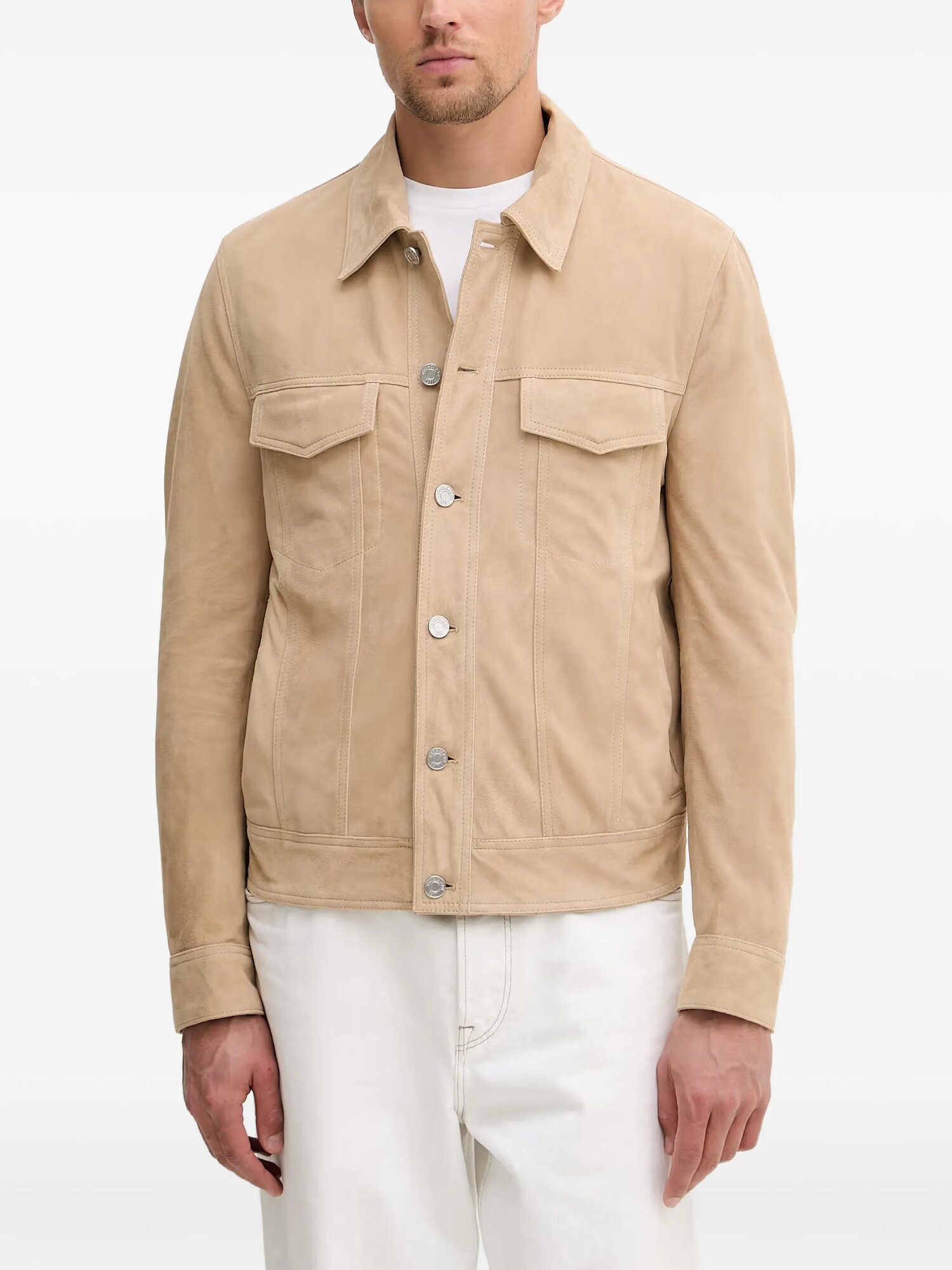 Куртка TRUSSARDI Suede-finish button-up jacket, размер 52, разноцветный — фото 1