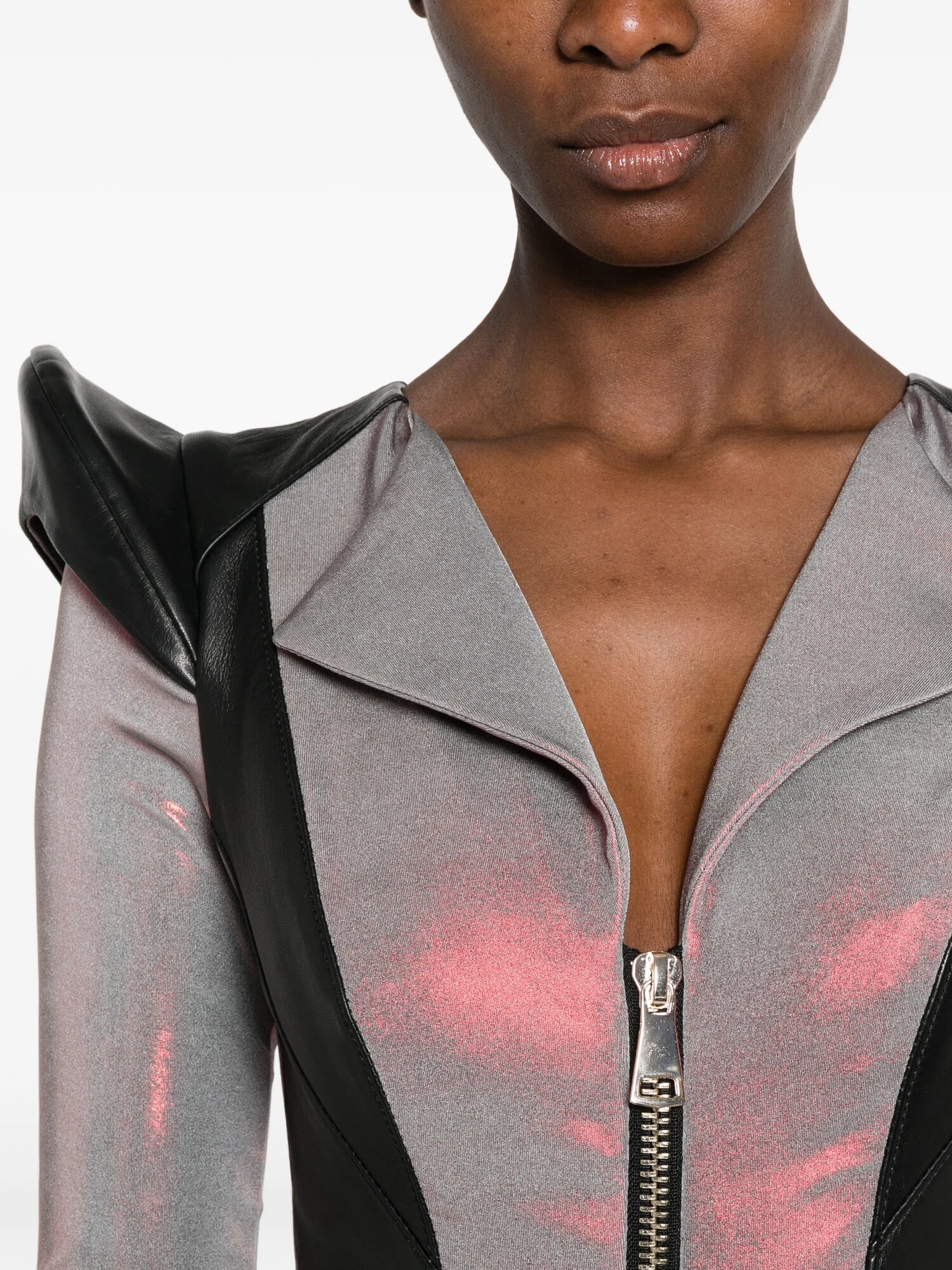 Комбинезон MITILIANE COUTURE Leather-insert jumpsuit, размер XS, red — фото 1