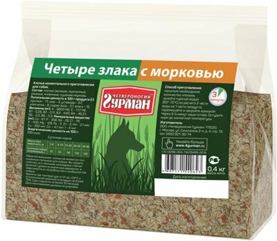 Корм сухой Четвероногий Гурман Каша 4 злака с морковью для собак (400 г)