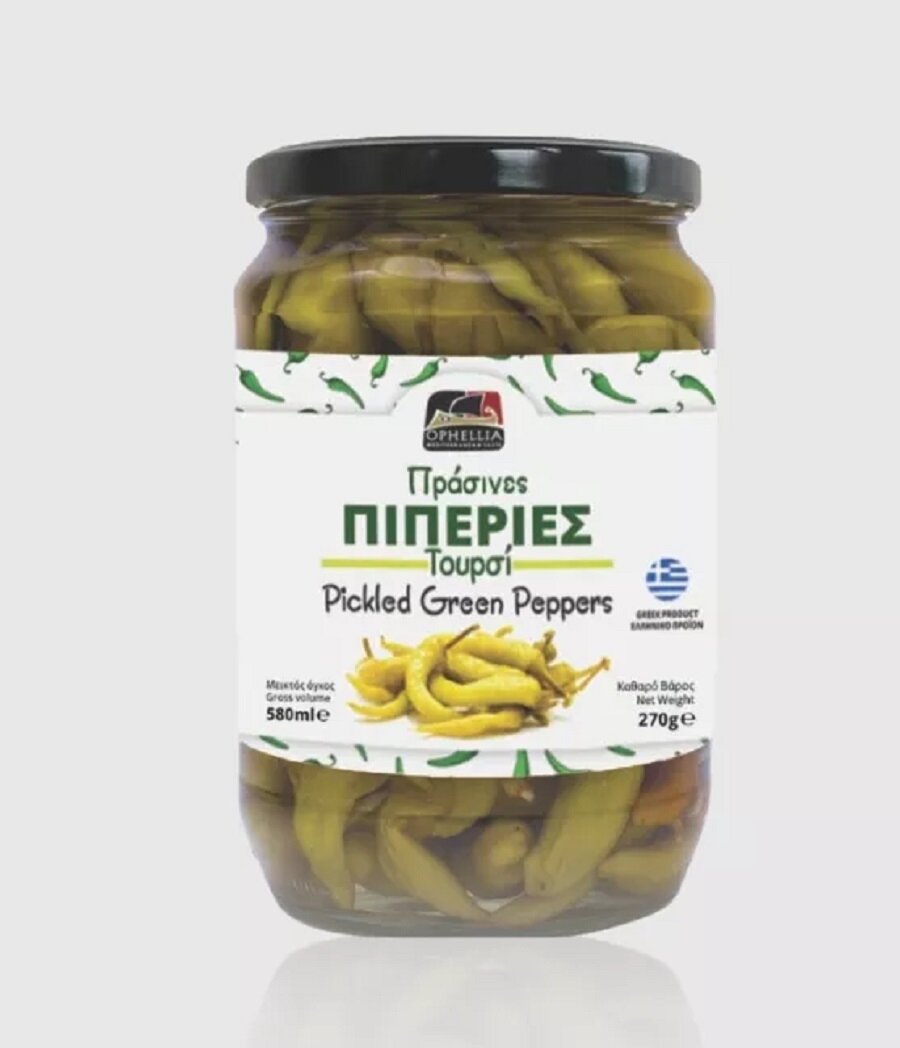 Маринованный зеленый перец 580 гр.