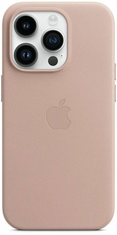 Кожаный чехол MagSafe для iPhone 15 Pro / Анимация NFC / Leather Case with MagSafe для Айфон 15 Про , Sand Pink / Розовый