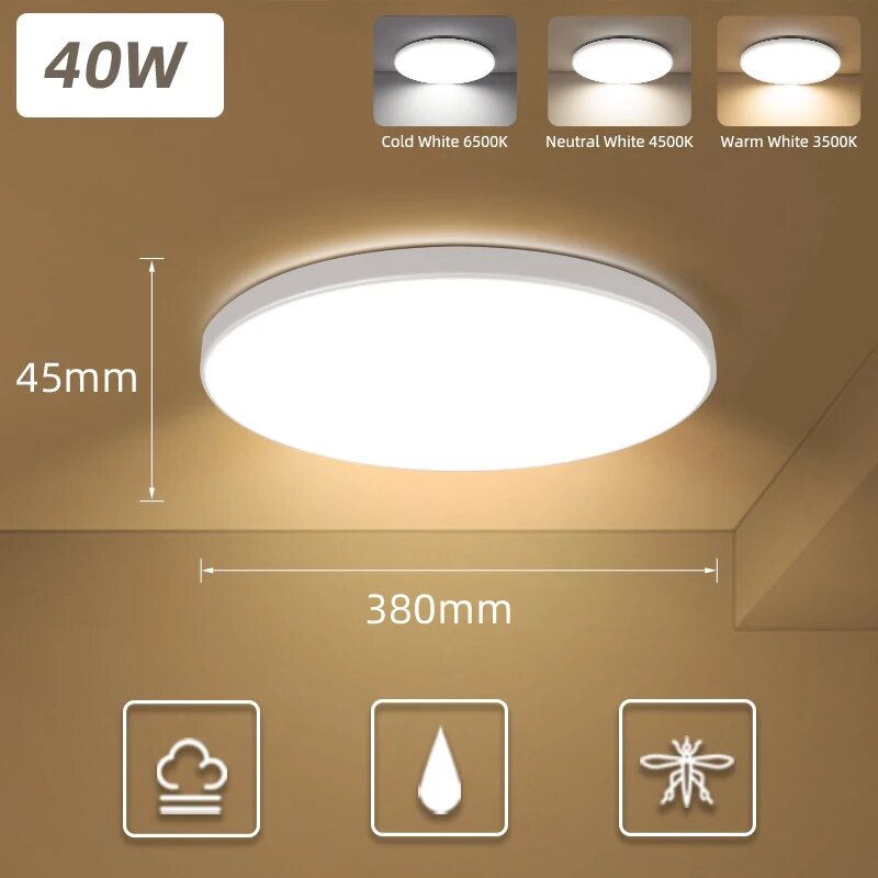 Потолочный светодиодный светильник Morning Book white 40W of 38CM, cool light 6500K, AC 220v