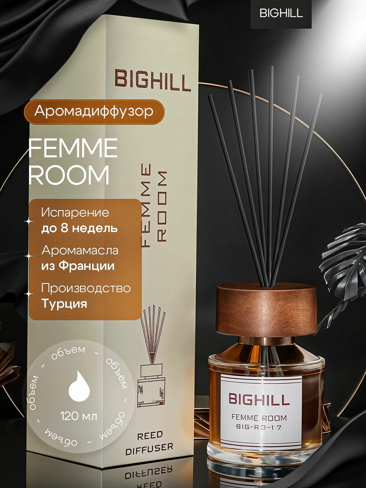 Аромадиффузор с палочками FEMME ROOM 120 мл