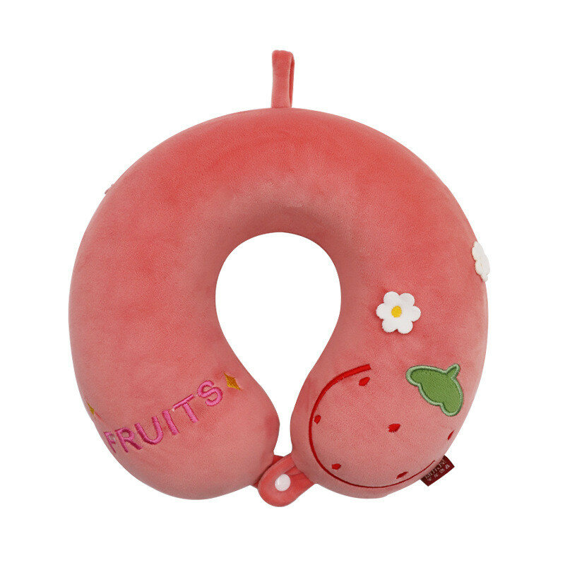 Plush animal u shape memory foam neck pillow with elastic cover for travel style y