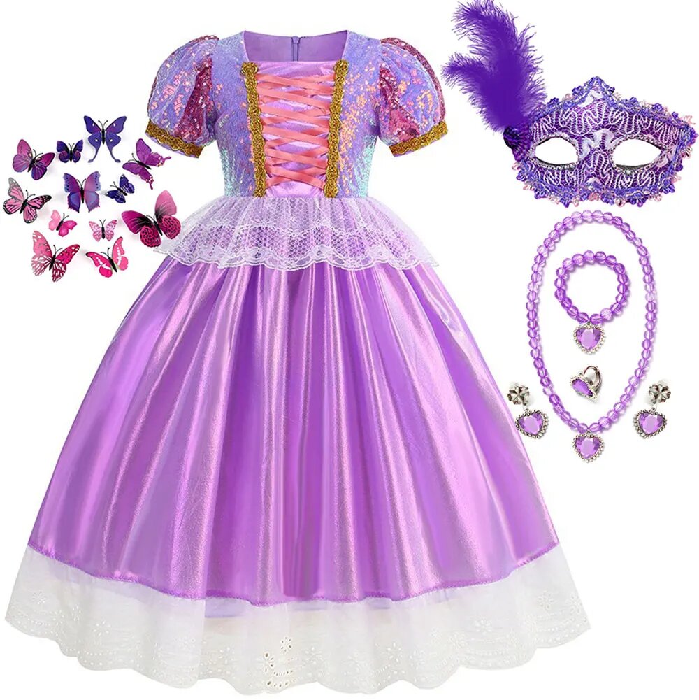 Платье Рапунцель для девочки, 3Y(110см), Rapunzel Set 6