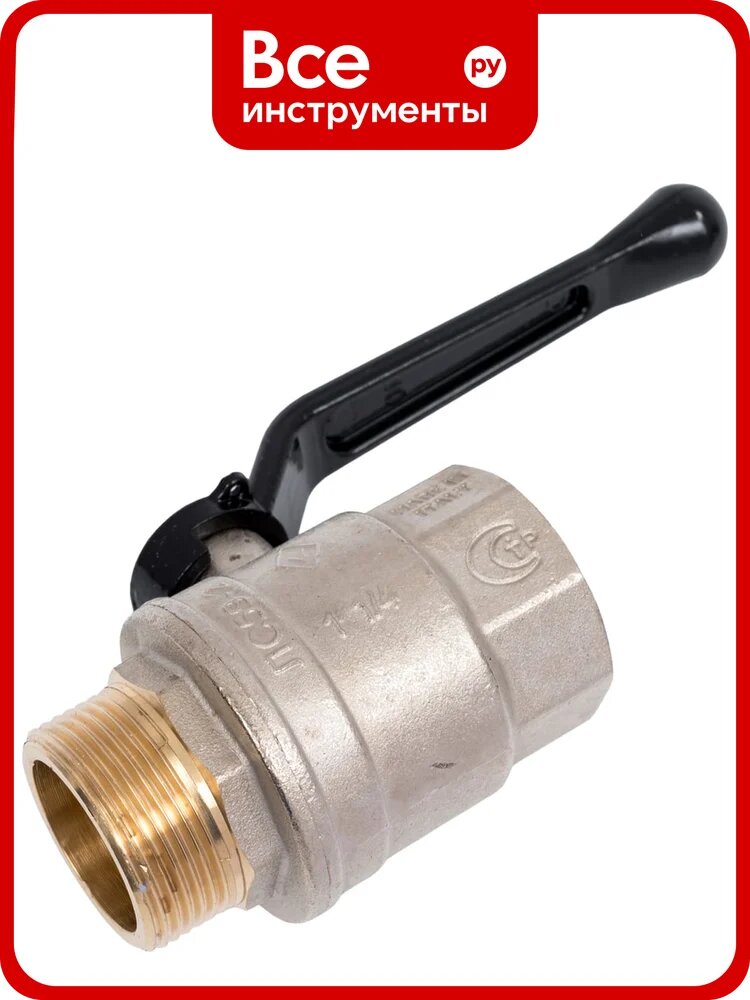 Шаровый кран Н/В Ду-32 /1-1/4" ручка черная Bugatti OREGON 03050080 латунный никелированным покрытием запорная арматура