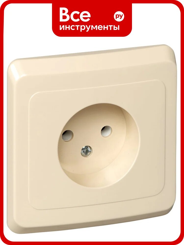 Розетка Systeme Electric 1-м СП Этюд 16А IP20 без заземления, кремовая PC16-001K, для применения в сетях