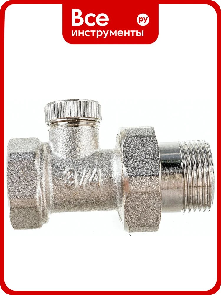 Настроечный прямой клапан для радиатора LAMMIN 3/4" LM21048000020 из никелированной латуни профессиональное исполнение