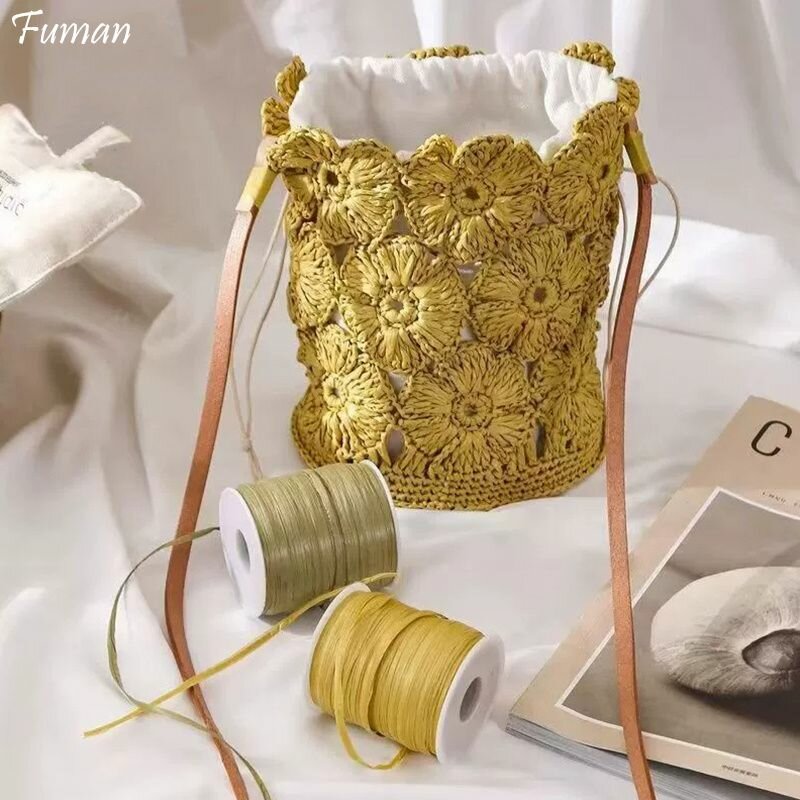 Пряжа из рафии для вязания сумок и шляп крючком, хлопковая, 50г, для рукоделия
