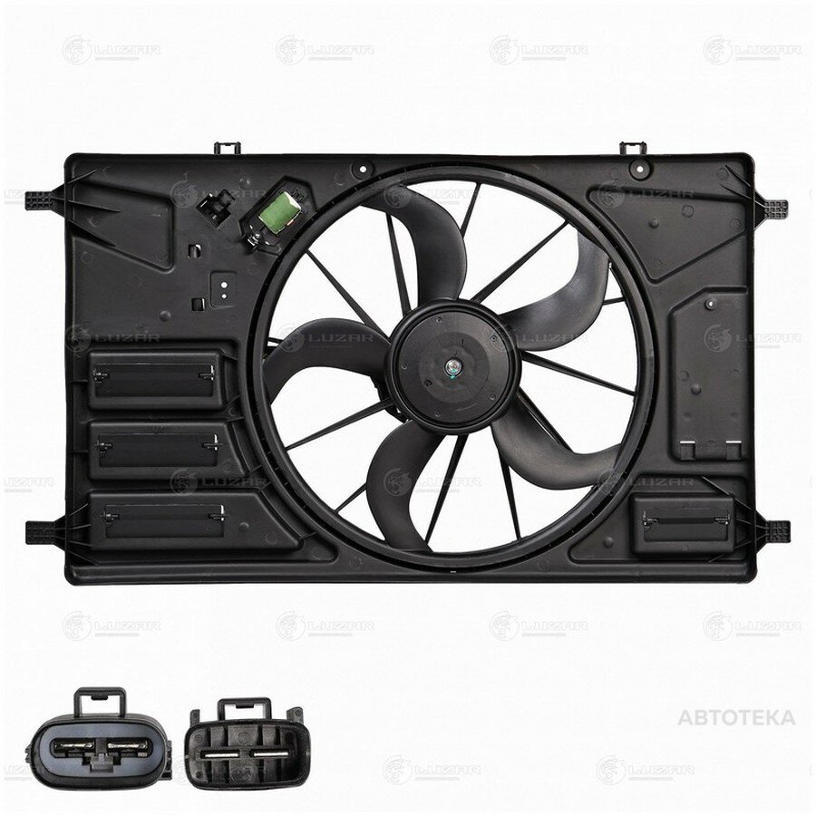 Вентилятор FORD TRANSIT (13-) 2.2D FWD (с кожухом и резист.) охл. LUZAR LFK1014