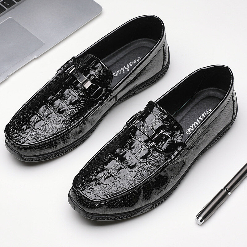 JYL Туфли Лофер муж Весна Ходьба Легкость Кожа с узором крокодила/592 black [out of stock, can be customized]