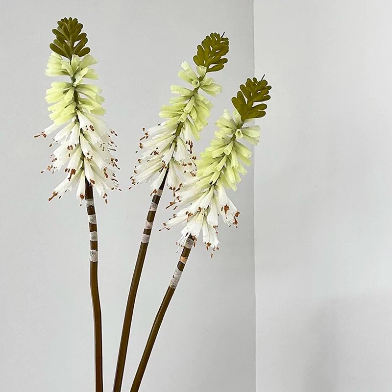 Искусственные цветы лилии-факелы Kniphofia 3 шт. Белый, Torch lily