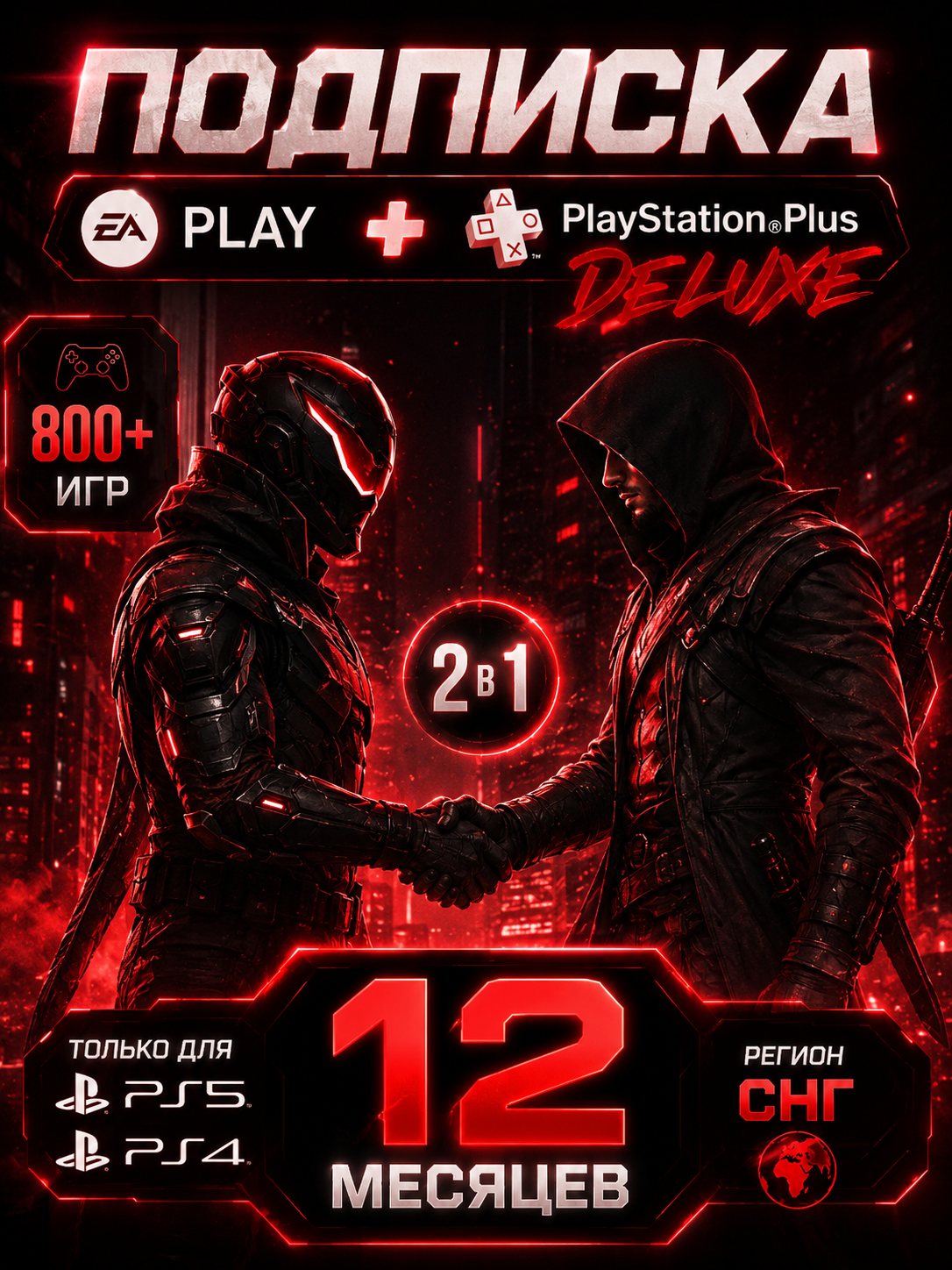 Подписка Playstation Plus Deluxe + EA Play 12 месяцев на русском языке