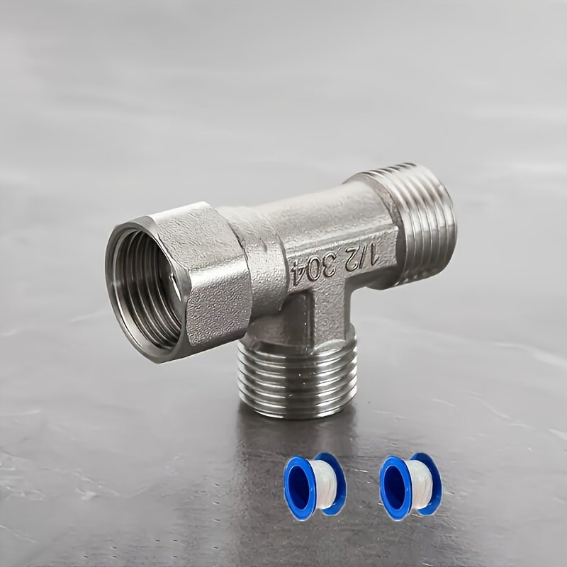 Т-образный переходник для труб из сплава, резьба G1/2", 1 шт, для ванн, биде, душевых и поливальных систем