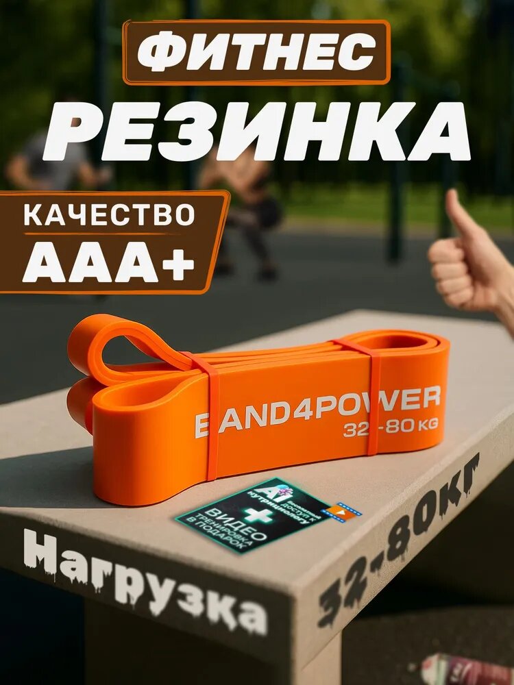 Профессиональная фитнес резинка Band4Power, эспандер, петля латексная, нагрузка 32-80 кг