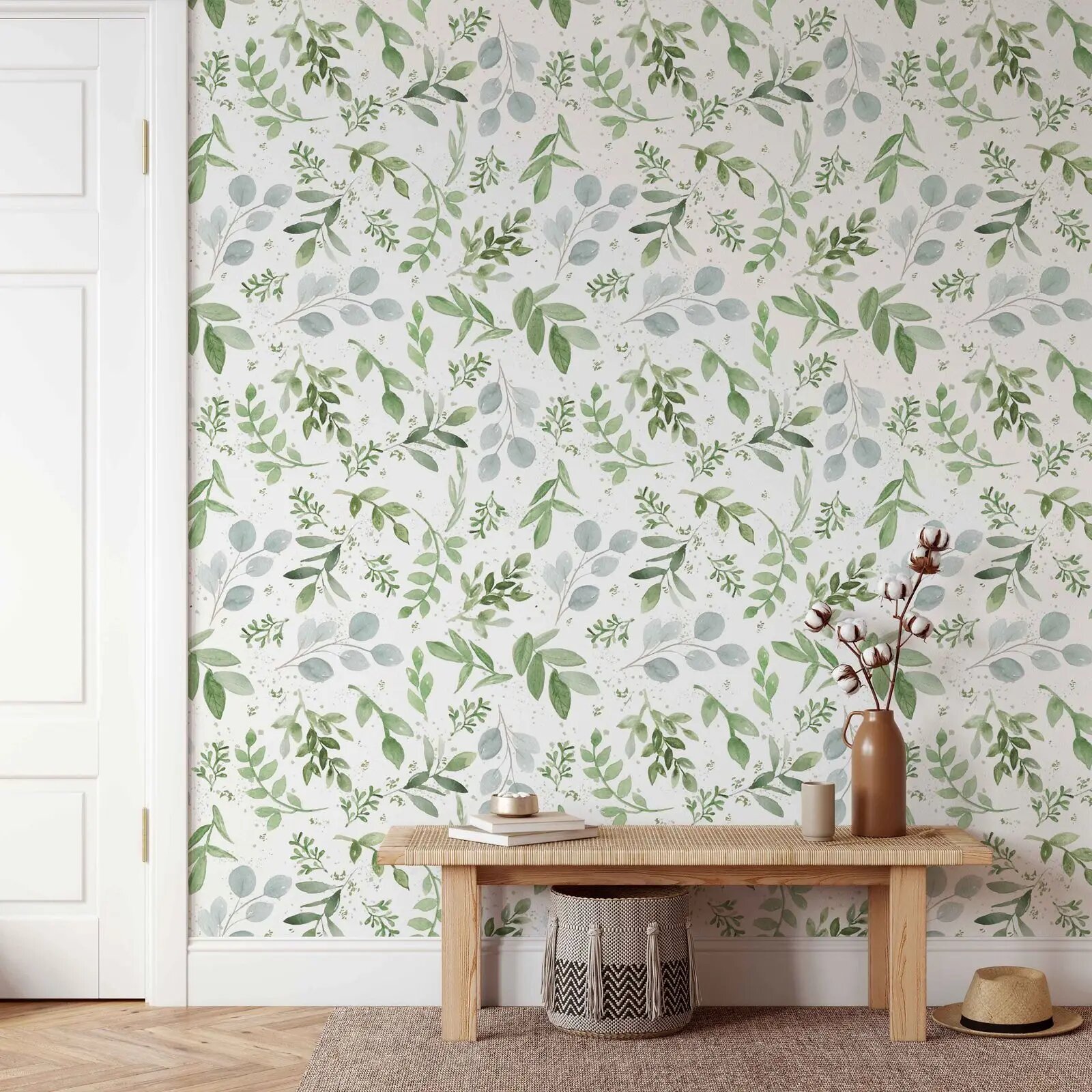 Обои Pixel&Wall Green Leaves, цвет Peel and Stick