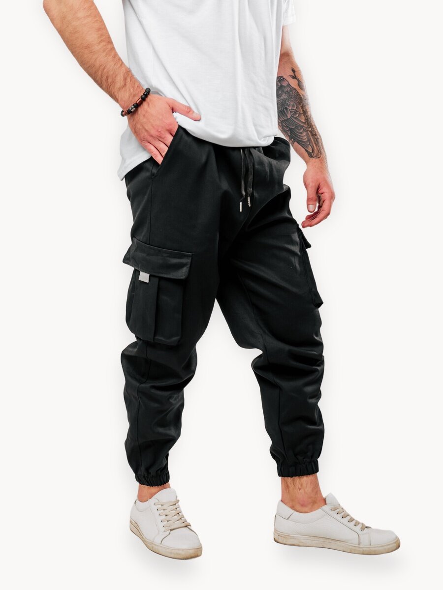 Брюки спортивные Джоггеры карго черные