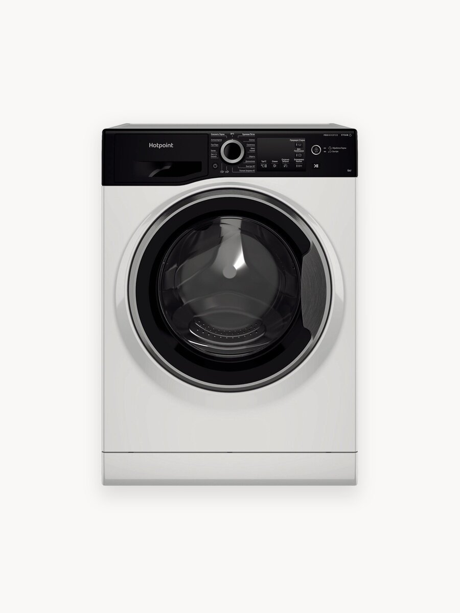 Узкая стиральная машина Hotpoint NSB 7239 ZK VE RU, 7 кг, белый/черный