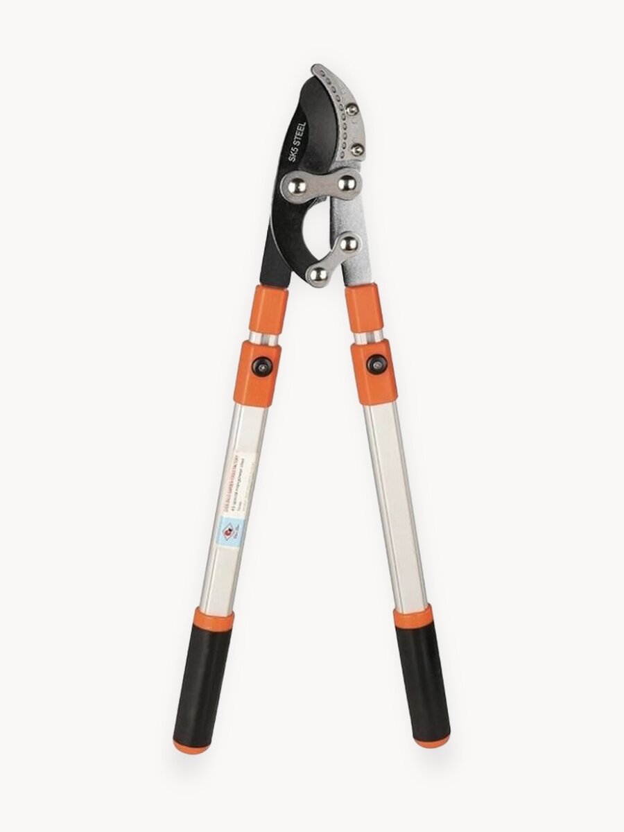 Сучкорез садовый телескопический 680-1020 мм, двухрычажный механизм, срез до 50 мм, с наковаленкой, высокоуглеродистая сталь SK5