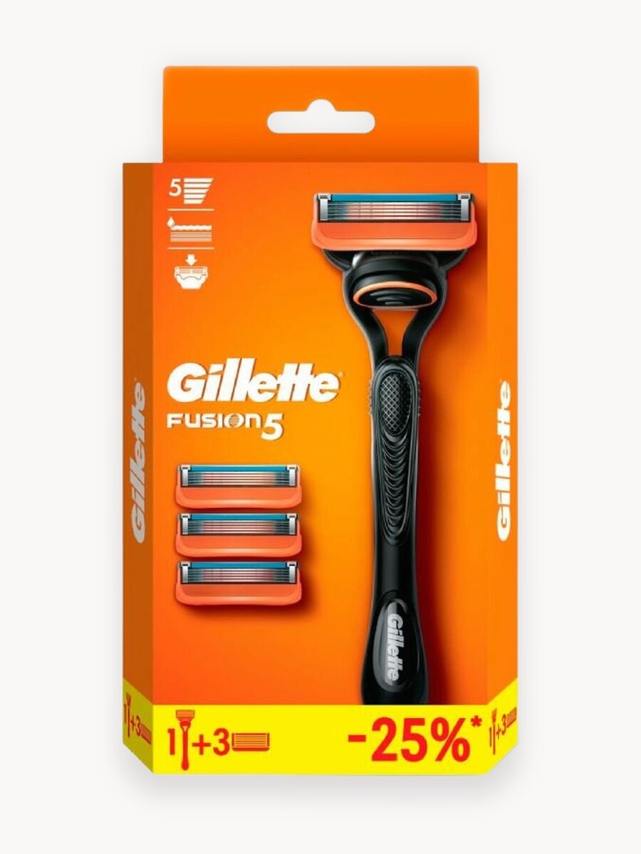 GILLETTE Fusion Бритва и 4 сменные кассеты