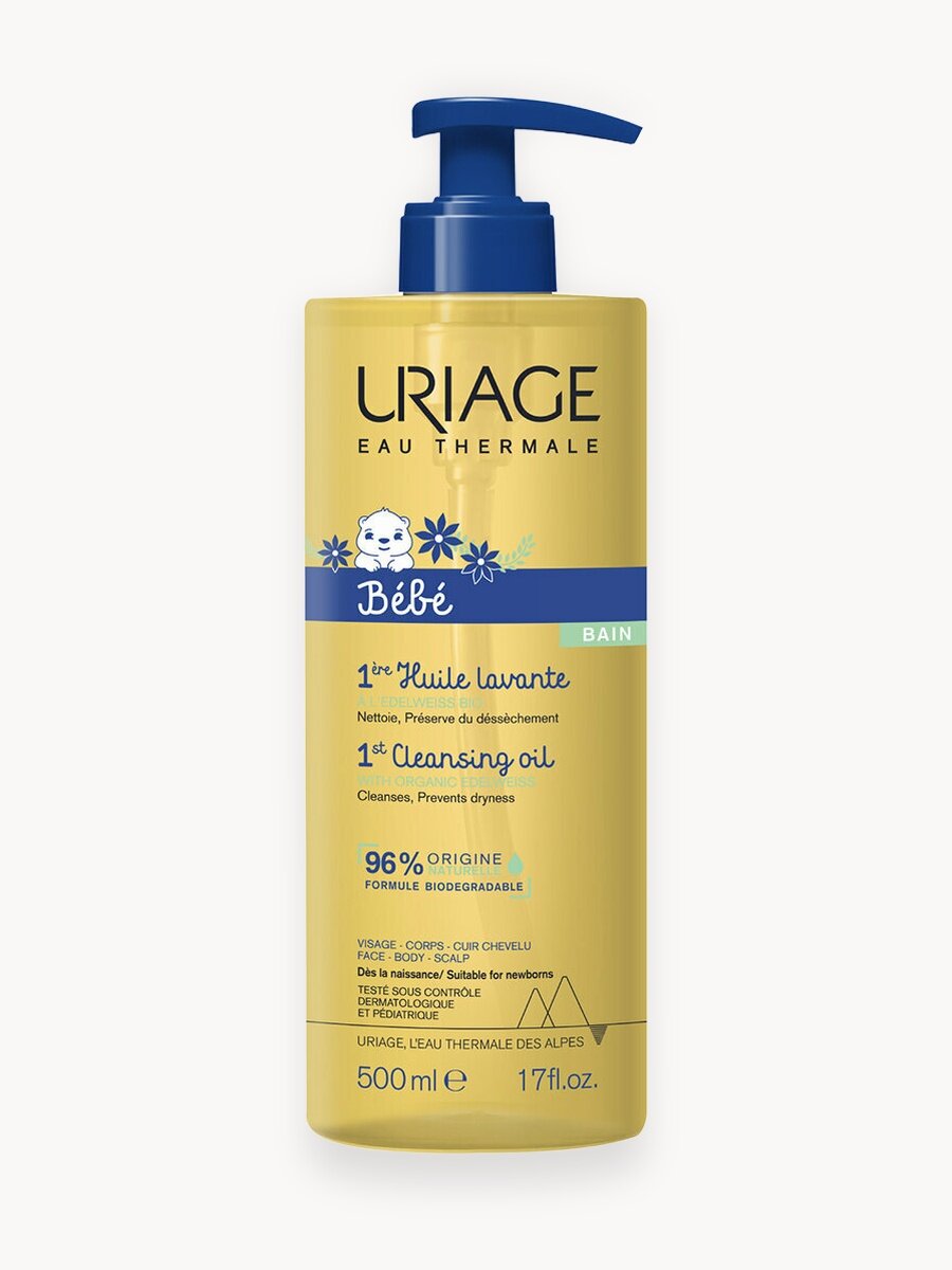 URIAGE Bebe 1 Ere Детское масло для тела очищающее пенящееся, 500 мл