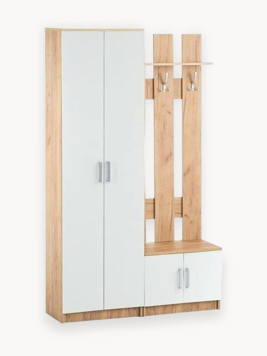 Прихожая Мебель дуб золотой / белый жемчуг 118.2х37х199.4 см