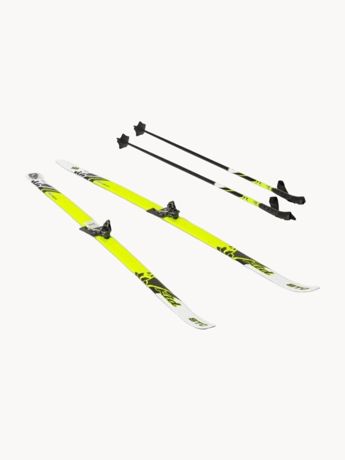 Лыжный комплект Stc с креплениями 75 мм с палками 140 STEP Kid Lemon