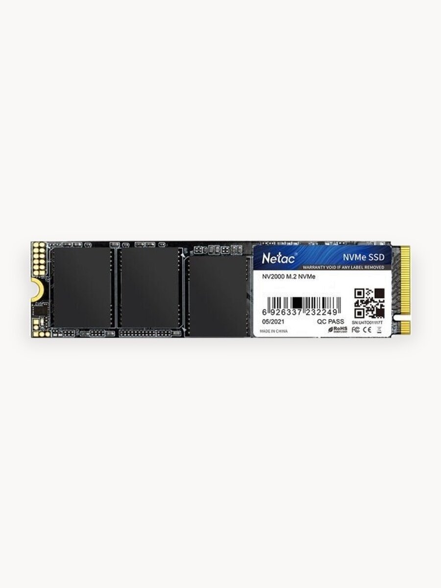 SSD диск Netac NV2000, 256Гб, M.2 2280, PCIe 3.0 x4 , NVMe (NT01NV2000-256-E4X)