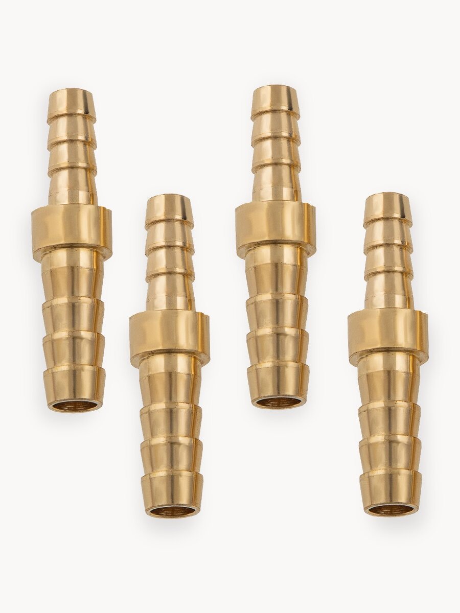 4шт 8-10мм дл.46мм Штуцер ёлочка металлическая переходник для трубок и шлангов