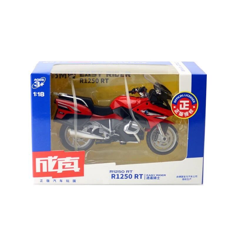 Игрушечный мотоцикл BMW R1250RT масштаба 1:18 Красный, Red with box