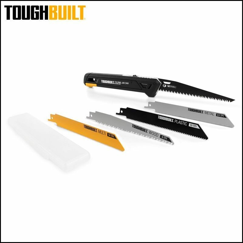 Складная универсальная пила ToughBuilt TB-H4S5-23FU, полотно для гипсокартона с тройными зубьями (8 зубьев на дюйм) для более быстрой резки, 4 полотна