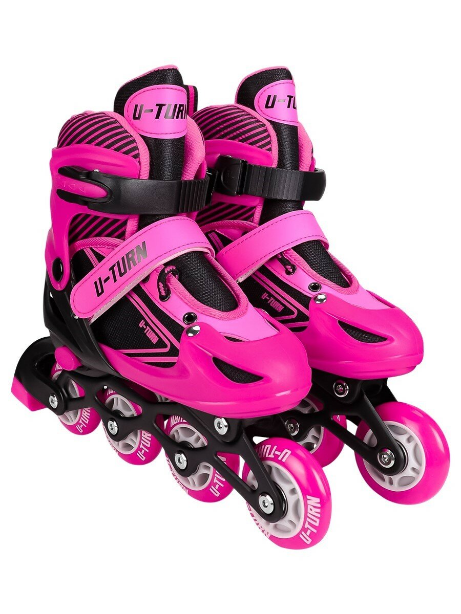 Роликовые коньки раздвижные Street (черно-розовые) с сумкой (раздвижные, размер 35-38) (арт. РЛК-2612)